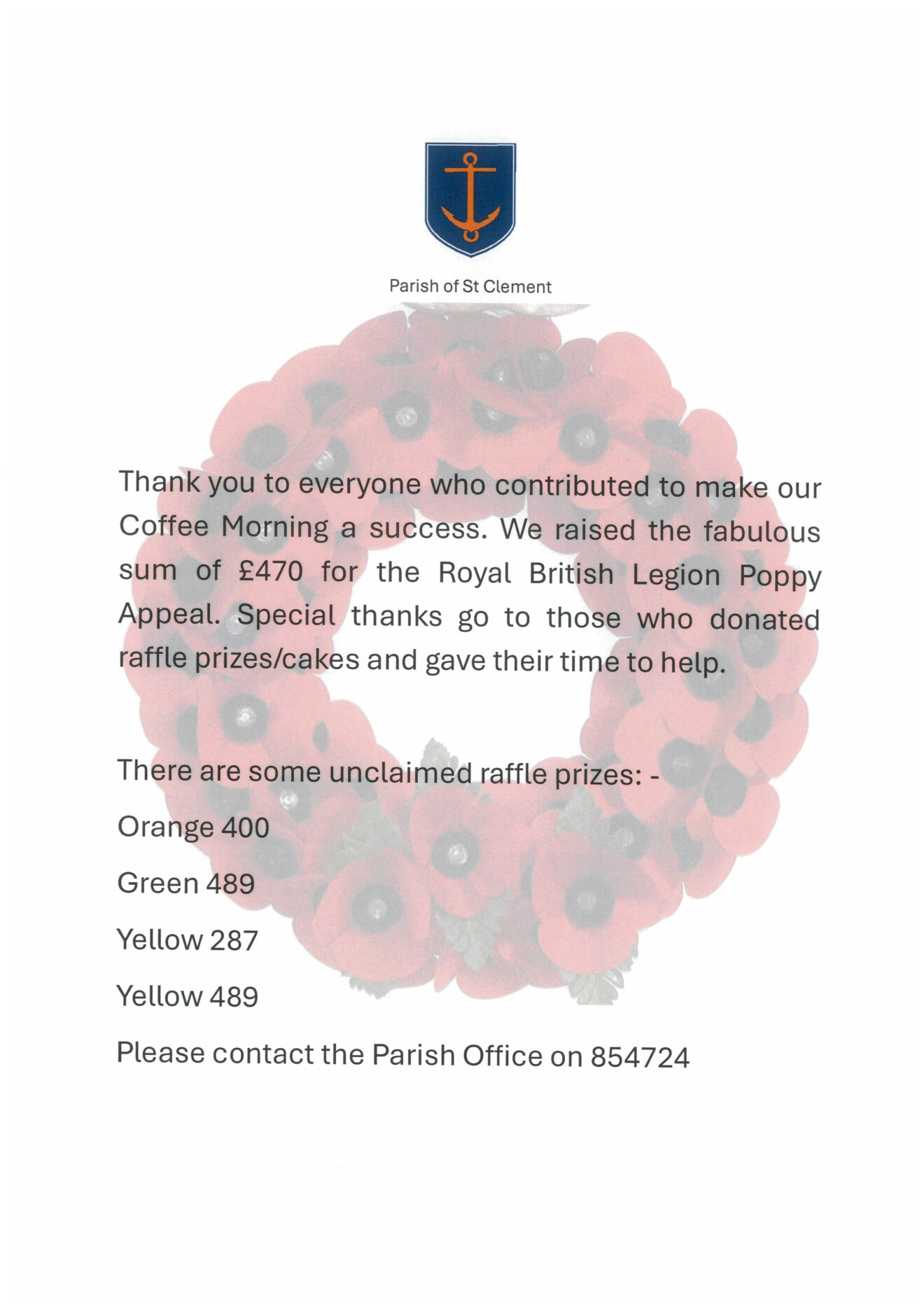 Coffee Morning - Thank You | Parish of St Clement