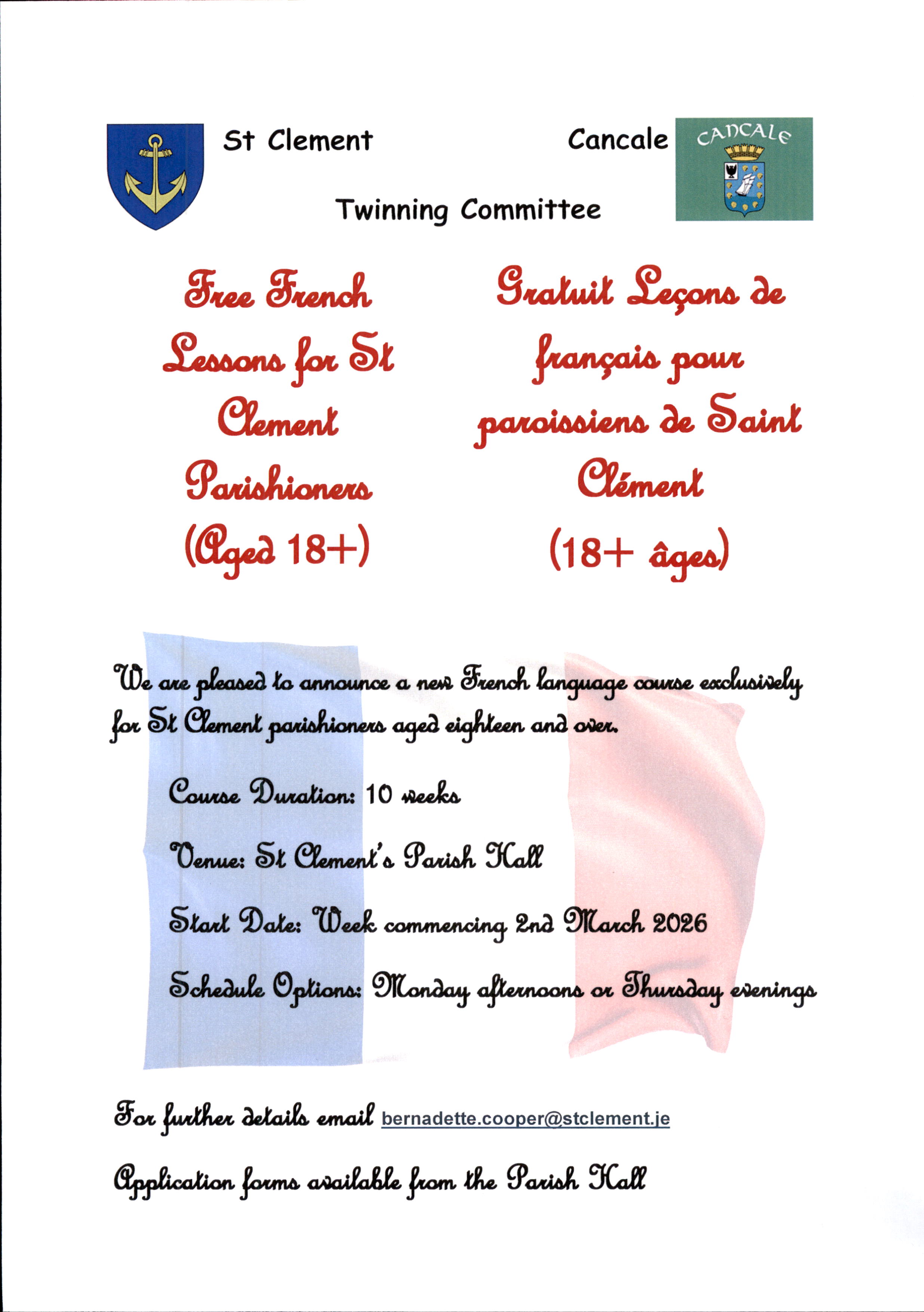 Free French Lessons for Parishioners | Parish of St Clement